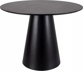 Kulatý jídelní stůl Angel 100 cm šedý mramor/černý