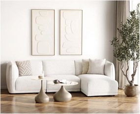 Krémová žinylková rohová pohovka (pravý roh/s lenoškou) Noor – House Nordic