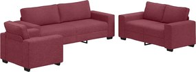 3dílná sedací souprava s poduškami vínová textil 3324652