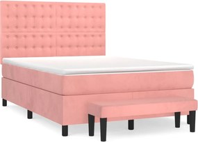 Box spring postel s matrací růžová 140x200 cm samet 3138090