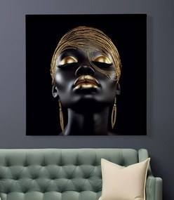 Obraz na plátně - Afričanka Eshe lesklé zlato FeelHappy.cz Velikost obrazu: 80 x 80 cm