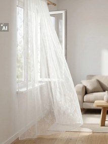 Sinsay - Záclona s páskou a květinovým vzorem - bílá
