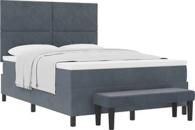 Postel s boxspringem s čelo Tmavě šedá 200 x 160 cm samet 3344589