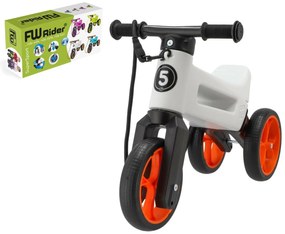 Odrážedlo FUNNY WHEELS Rider SuperSport bílé/oranž 2v1+popruh,výš.sedla28/30cm nos.25kg 18m+v krab.