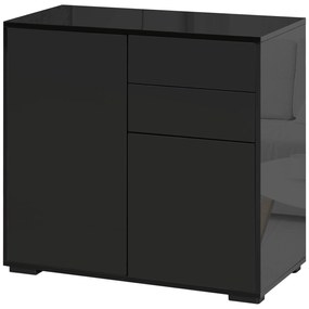 HOMCOM příborník černý s 2 zásuvkami a 2 dvířky proti naklonění do obývacího pokoje ložnice 117x36x74cm | Aosom.de