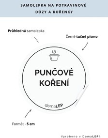 Samolepka na kořenky PUNČOVÉ KOŘENÍ průhledná 5 cm tučné písmo