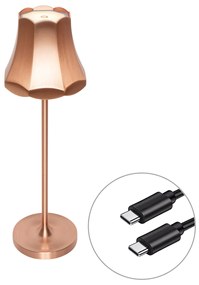 Retro stolní lampa měděná dobíjecí IP44 - Granny