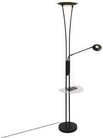 Stojací lampa černá s ramenem na čtení vč. LED a USB portem - Sevilla