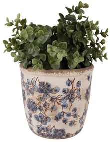 Keramický obal na květináč s modrými květy Blusia M - Ø 14*14 cm