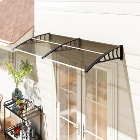 Outsunny Ochranný Slunečník 200x96 cm Exteriérový Kryt pro Dveře a Okna proti Slunci a Dešti s PP Polykarbonátovou Oporou Hnědá