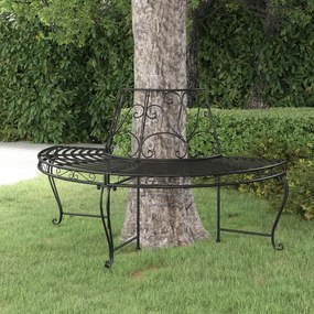 Půlkruhová lavice kolem stromu Ø 160 cm černá ocel 318824