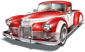 DIMEX | Vliesová fototapeta Retro červené auto II. MS-5-2205 | 375 x 250 cm| červená, bílá, metalická