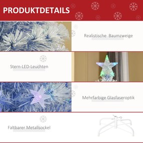 HOMCOM Umělý vánoční stromek 120 cm, umělý vánoční stromek se skelnými vlákny a LED osvětlením, 130 hrotů, vánoční stromek včetně ocelového stojanu d…