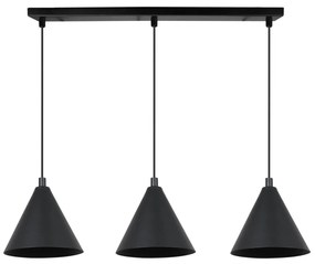 Závěsné svítidlo Soho, 3x černé kovové stínítko, (fi 14cm)