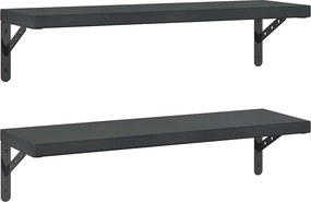 Nástěnné police 2 ks 75 x 23,5 cm černé nerezová ocel 3214516