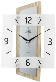 Nástěnné moderní skleněné dřevěné netikající tiché hodiny JVD NS17012/78