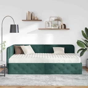 Rohový rám postele Tmavě zelená 90 x 200 cm samet 3394084