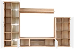 Obývací stěna s LED osvětlením dub sonoma a bílá 246030