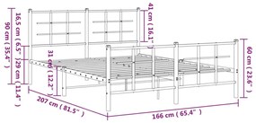 Kovový rám postele s hlavovým a nožním čelem černý 160 x 200 cm - Default Title