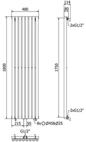 Mexen Nevada, topné těleso 1800 x 480 mm, 940 W, černá, W201-1800-480-00-70