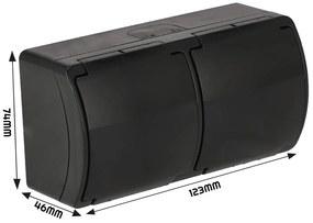 ORNO Dvojzásuvka pro povrchovou montáž s uzemněním IP44 230V černá