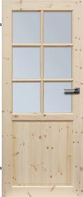 Normandia Interiérové dveře 6S sklo, 60 L, 650 × 1985 mm, masivní dřevo, levé, borovice, prosklené