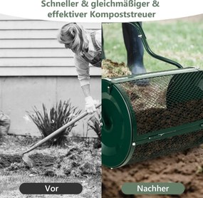 Costway 68 cm široký rozmetač kompostu s vylepšenými bočními tyčemi a rukojetí