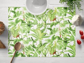 Biante Bavlněné prostírání na stůl Sandra SA-297 Zelené pokojové rostliny na bílém 35x45 cm