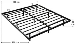 Designová postel 180 x 200 černá s LED podsvícením