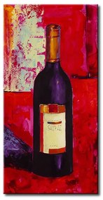 Obraz Láhev vína (1-dílný) - červená malířská kompozice s nápojem