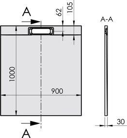 Polysan Sapho, KAZUKO sprchová vanička z litého mramoru, obdélník, 100x90cm, bílá
