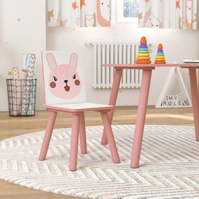 ZONEKIZ Dětská souprava stolu a židlí pro děti – 3 kusy – Dětský stůl se 2 židlemi pro aktivity dětí ve věku 3-8 let – Růžová a bílá
