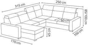 FN Sedací souprava Petrit U levá Aragon hnědošedá