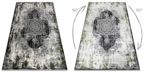Koberec VINCI 1516 Rozeta vintage - strukturální - sloní kost / zelený