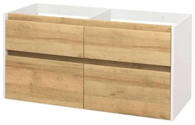 Mereo, Opto, koupelnová skříňka 121 cm, bílá/dub Riviera CN933S