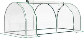 Outsunny Skleník s dveřmi 200x100x80cm, chladicí rám z oceli a PVC pro pěstování rostlin a zahradu
