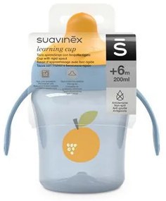 Suavinex Nerozlitný hrníček Go Natural 200 ml Modrý pomeranč