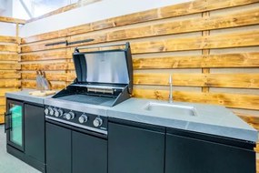 Venkovní kuchyně GrandHall s grilem Maxim G5 a s dřezem a vinotékou, 262cm