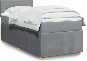 Box Spring Postel S Matrací Textil Světle Šedá Hladký design 90 x 200 cm