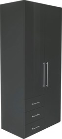 XXXLutz ŠATNÍ SKŘÍŇ S OTOČNÝMI DVEŘMI, vysoce lesklá antracitová, antracitová, 98/218,6/59,4 cm Xora - Šatní skříně - 000588000504