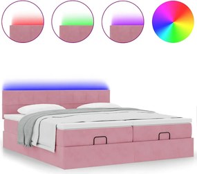 Osmanský rám postele s matrací růžová 200x200cm samet 3312934