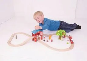 Bigjigs Rail Dřevěná vláčkodráha hasičská stanice / 39 dílů / od 3 let