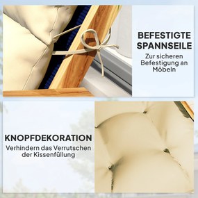 Sitzkissen, Dickes Polsterkissen für Sitzmöbel, mit Rückenlehne, Schaukelstuhlkissen, für drinnen und draußen, Beige