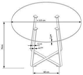 Jídelní stůl Looper 115x76x115 cm (bílá)