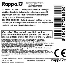 RAPPA Nákupní košík Mini obchod modrý / Hračka / Hra na obchod / 10 ks