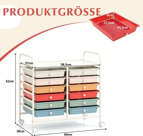 Costway Vozík s 12 stohovatelnými zásuvkami a amp; Úložný prostor, zásuvkový