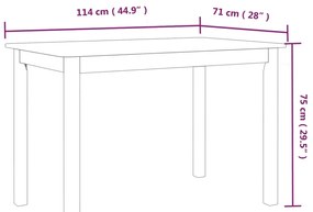 vidaXL Marketos Jídelní stůl bílo-hnědý 114 x 71 x 75 cm masivní kaučukovník
