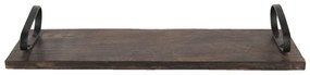 Dřevěný servírovací tác s kovovými uchy - 45*15*7 cm