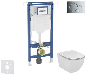 Geberit Duofix - Set předstěnové instalace, klozetu a sedátka Ideal Standard Tesi, tlačítka Sigma01, lesklý chrom SANI11CD1108