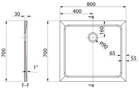 Aqualine Tecmi sprchová vanička 80 x 70 cm obdélníková litý mramor bílá PQ8070